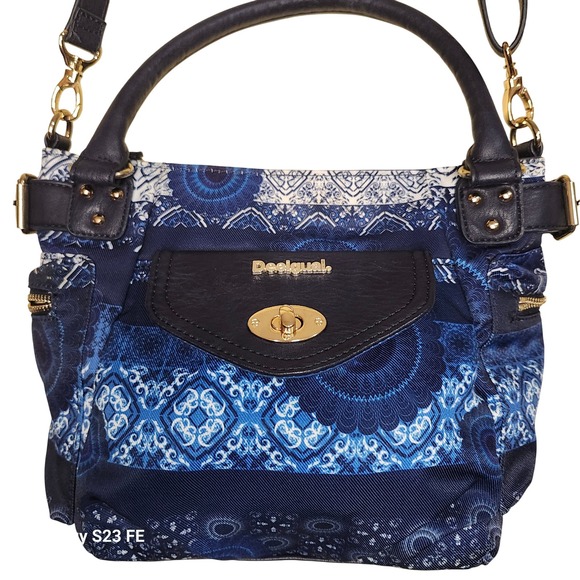 Desigual | Bags | Desigual Bols Mcbee Mini Barbados Across Body Shoulder Bag Blue White Turnlock ...